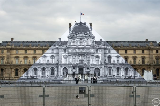 A transforming installation on the Louvre Pyramid by artist JR ...
